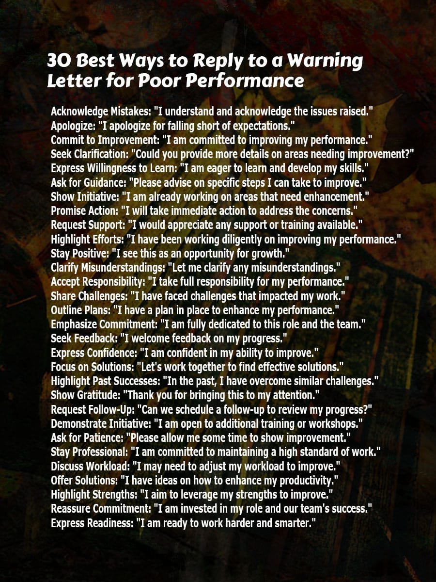 30 Best Ways to Reply to a Warning Letter for Poor Performance