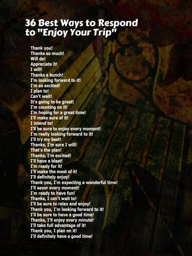 36 Best Ways to Respond to "Enjoy Your Trip"